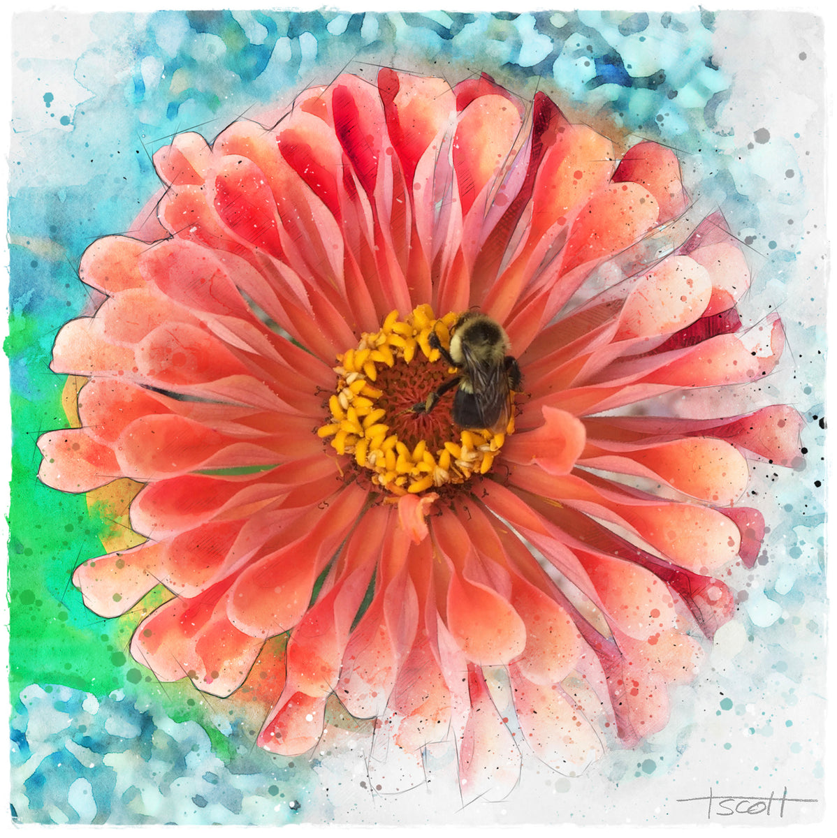 Zinnia with Bee Puzzle, art by Scott Brownlow x The Puzzled Co.